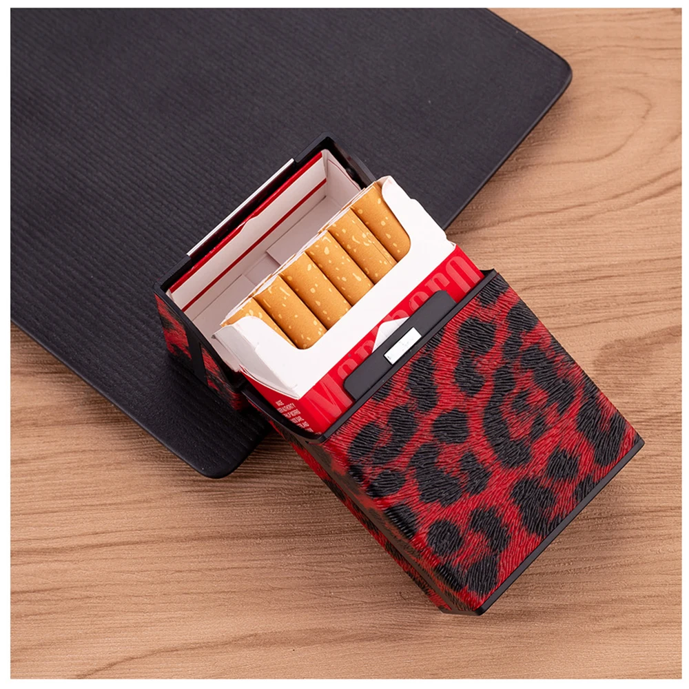 JAUNE - Boîte à cigarettes en cuir motif léopard pour hommes et femmes ...