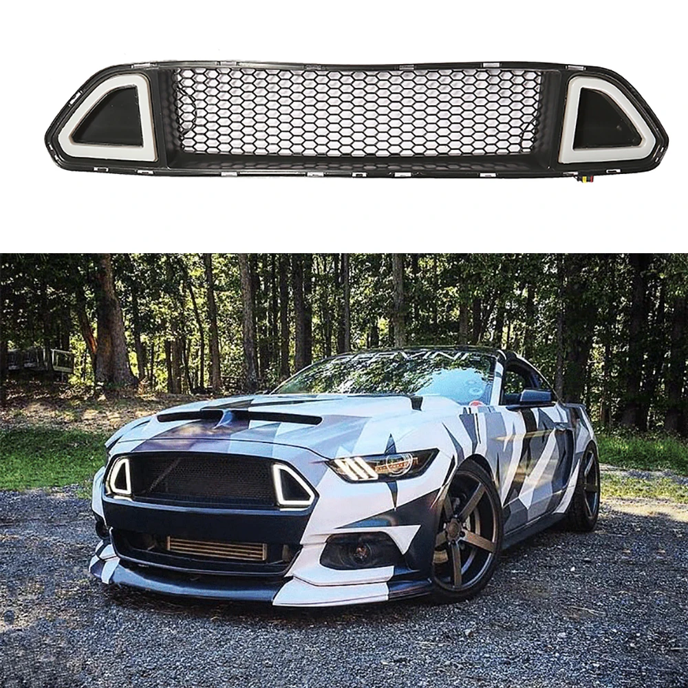 Front Grille Grill For Ford Mustang 2015 2016 2017 with LED 3 Color ...