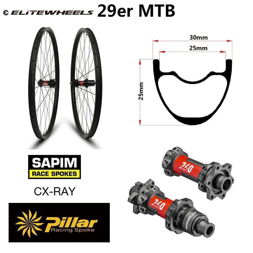 345g Super Light Weight 29er MTB Rim Carbon Mountain Bike Wheel XC