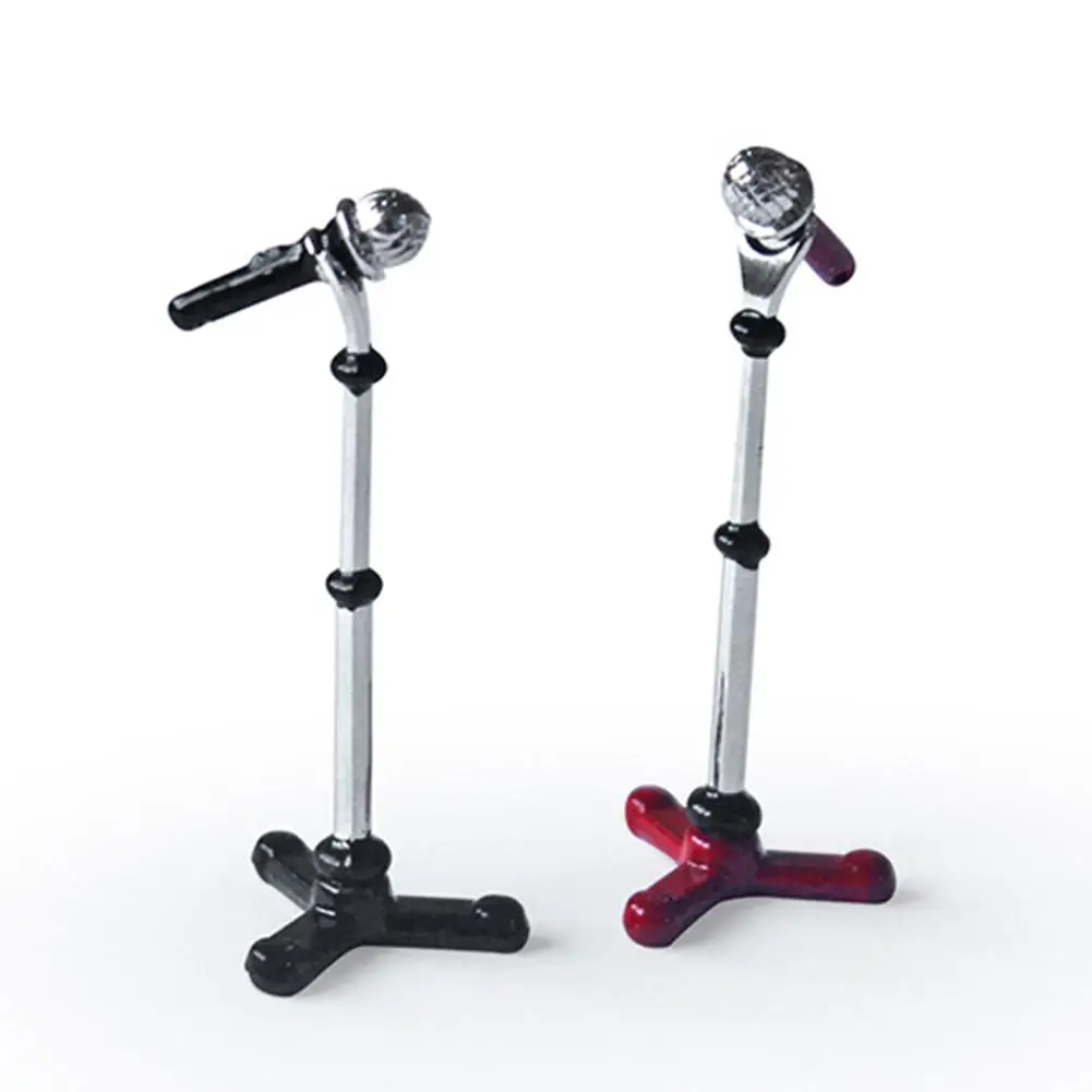 1/12 Doll House Miniature Metal Microphone Mic with Stand Music Room ...