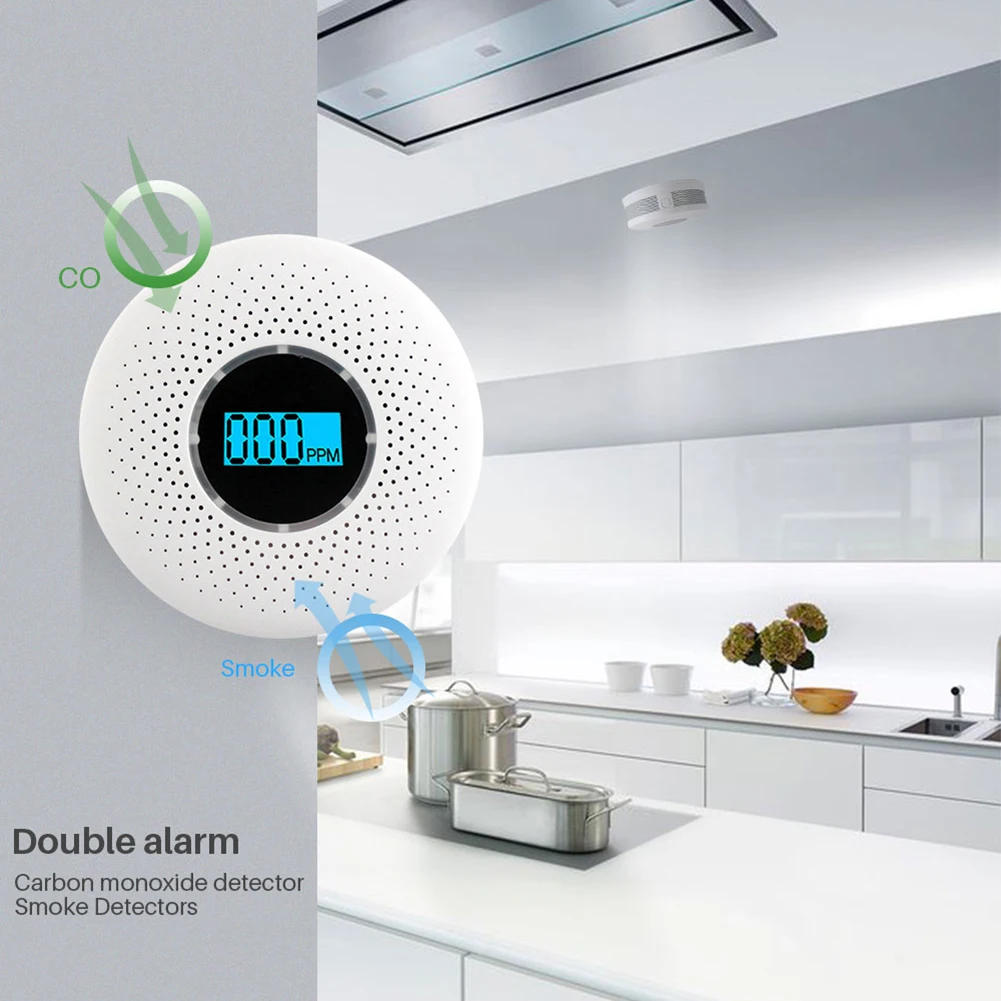 CO Carbon Monoxide Smoke Detector Warning Alarm Poisoning Gas LCD ...