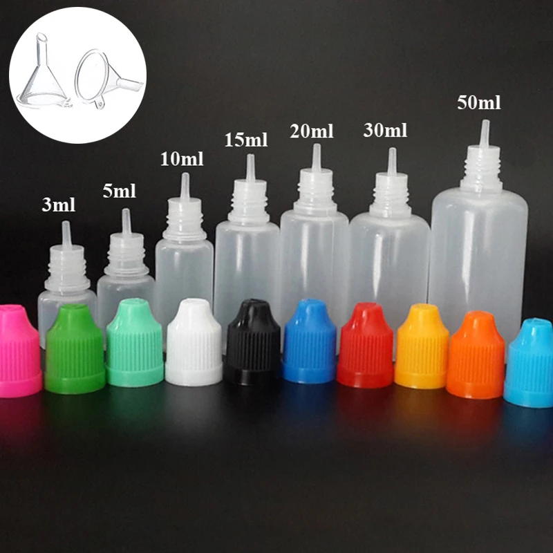 100pcs 3ml ml ml 15 10 5ml 20ml ml 50 30ml PE Plástico Squeeze Garrafa Vazia E Líquido Frasco ...