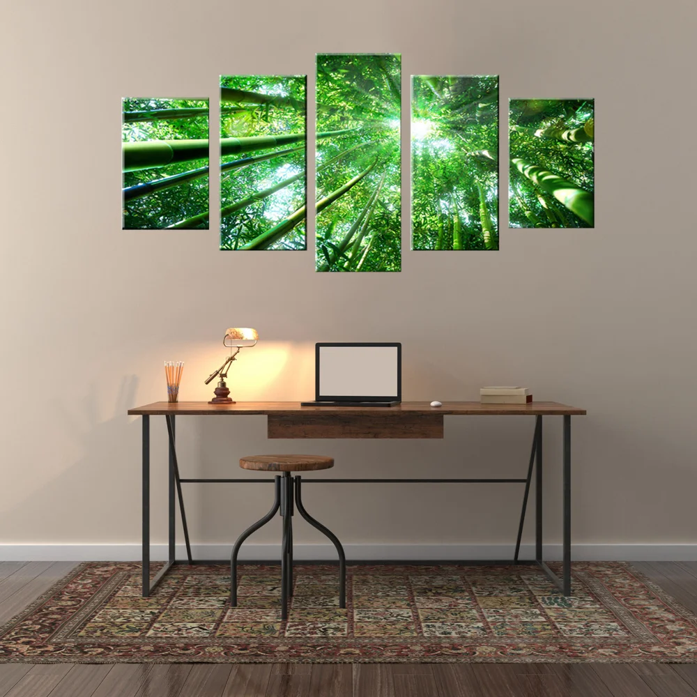 Office Wall Decor Forest Natural Landscape Artwork Green Leaf Tree to ...