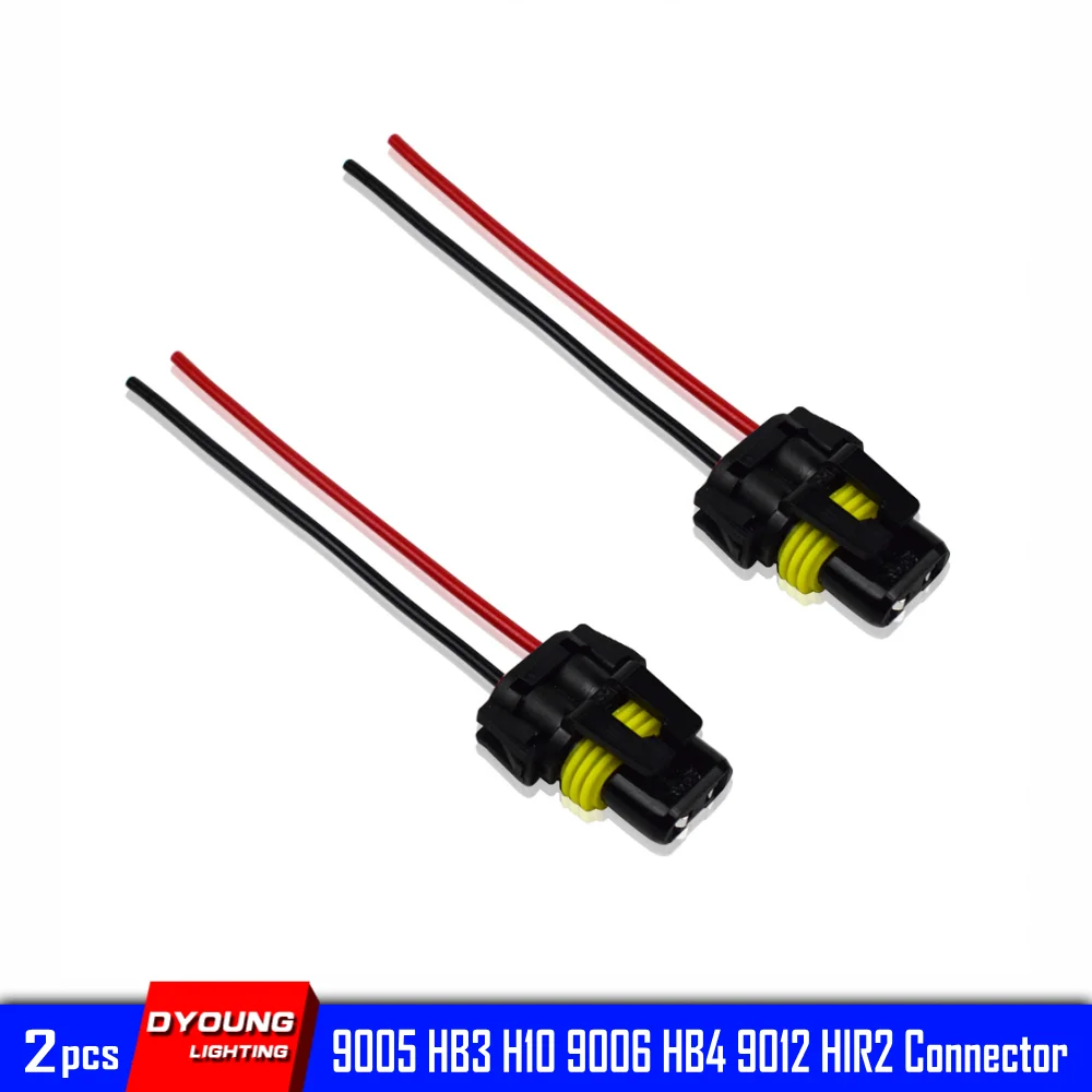 2Pcs 9005 Connector 9012 HIR2 9006 LED Headlight Fog Lamp Car Wiring ...