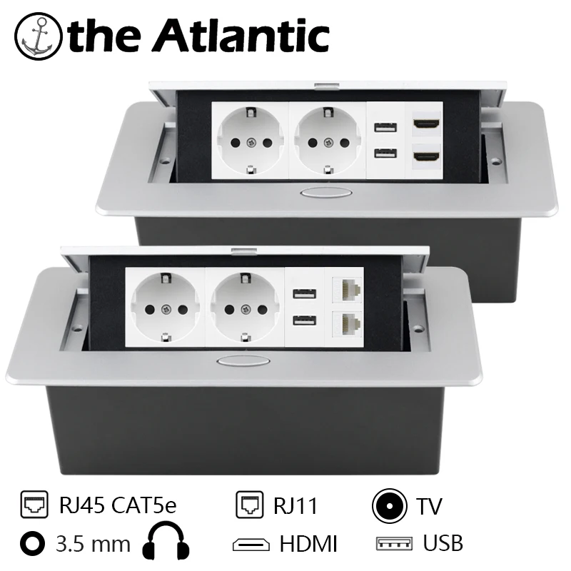 EU Slow Pop Up Table Socket Desktop Socket Built in Recessed Power ...