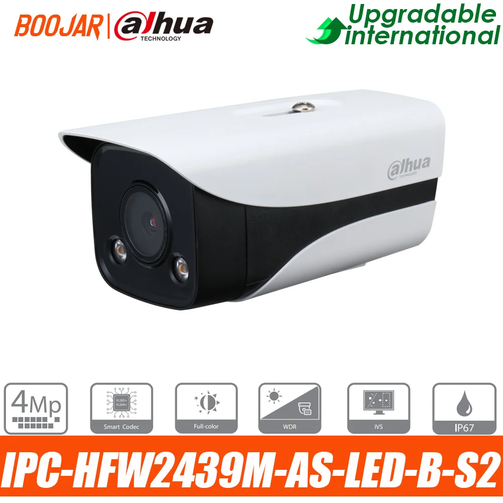 Dahua 4MP POE 풀 컬러 IP 카메라 IPC HFW2439M AS LED B S2 내장 따뜻한 조명 마이크 총알 네트워크 카메라 고정 초점|감시 카메라 ...