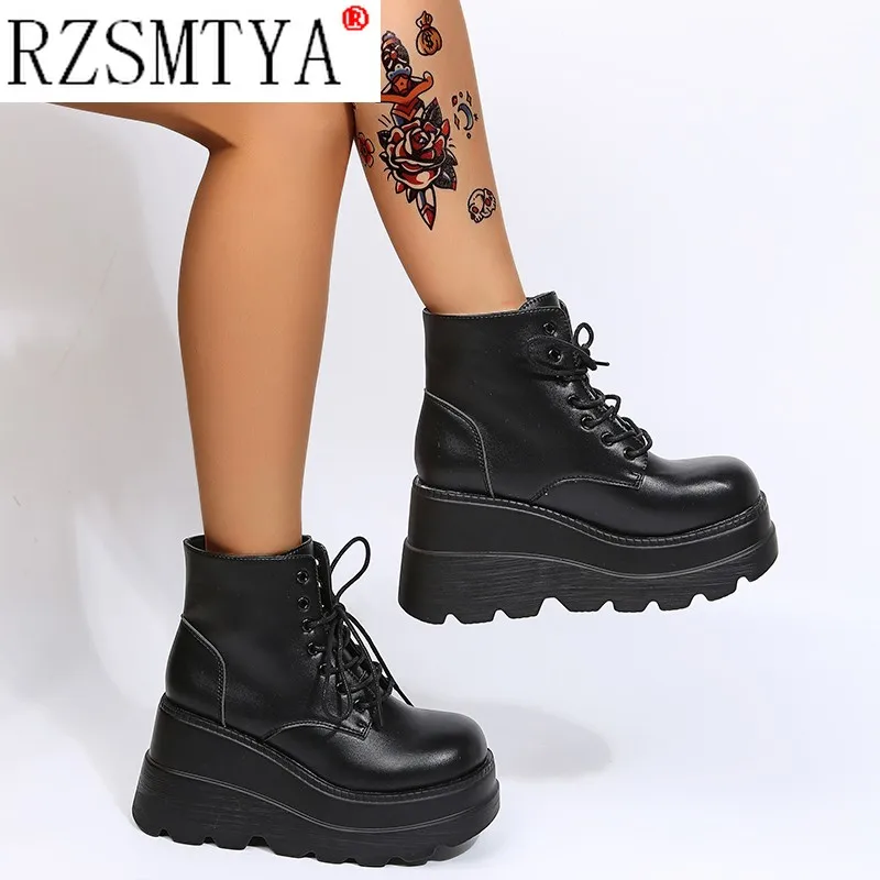 Botas de estilo gótico para mujer, botines informales de tacón alto con ...