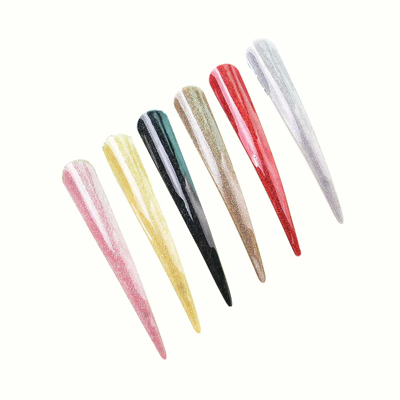 Acrylic Shiny Powder Inlaid Hair Clips Ox Horn Shaped Hair Clamps ...