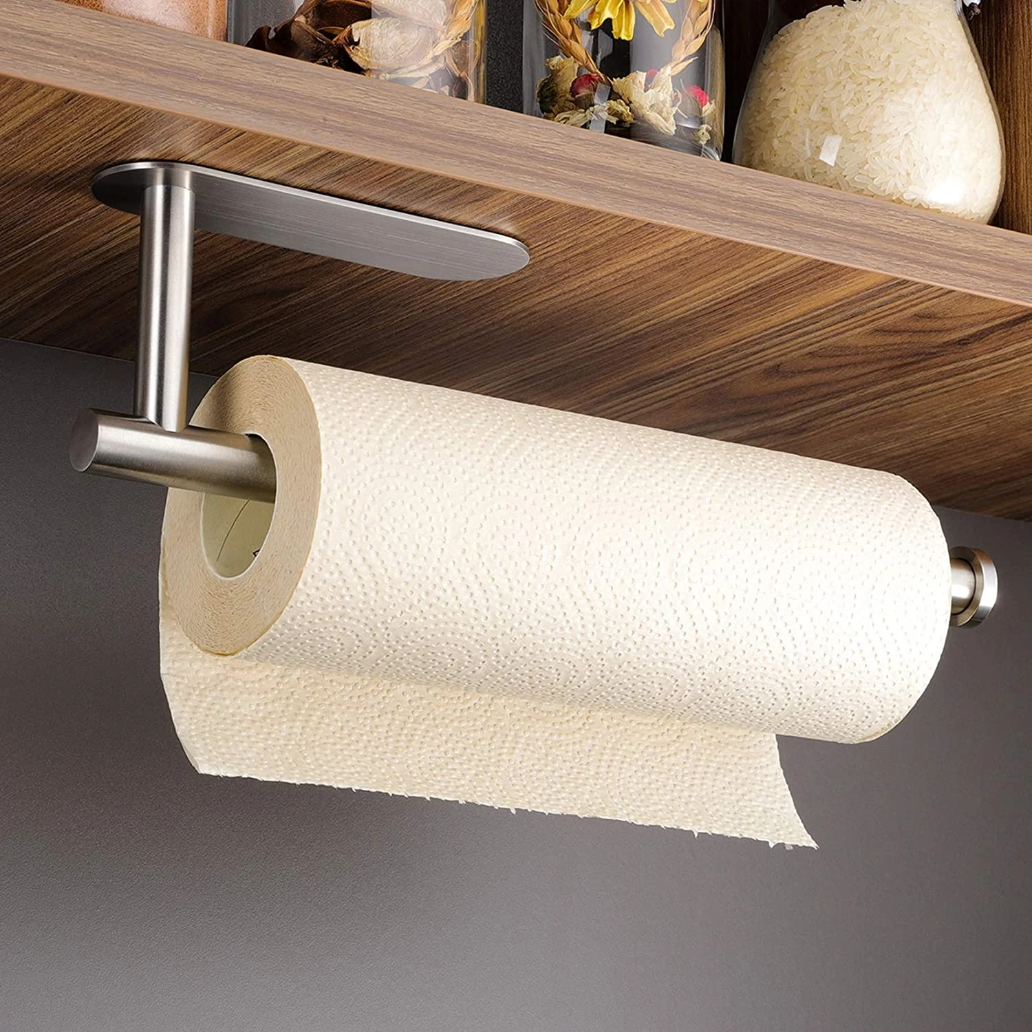 Stainless Steel Kitchen Paper Rolls Holder under Cabinet Self Adhesive ...