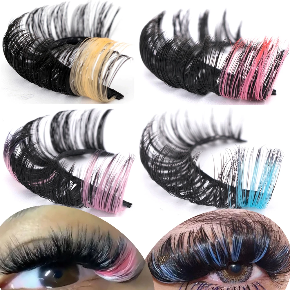NEW Red Blue Purple Pink Mix 3D Mink Colored Eyelashes Ombre Vegan ...