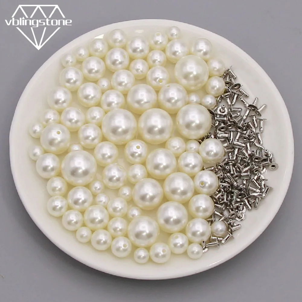 Remaches redondos de perlas blancas, tachuelas y pinchos para ropa ...