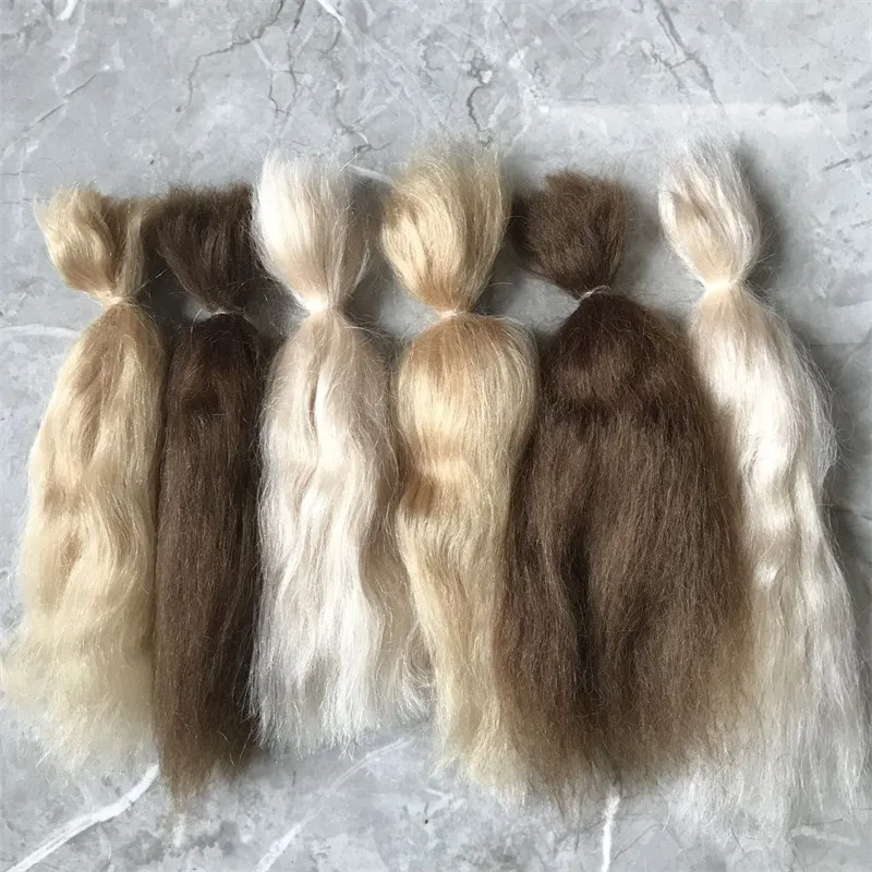 New 100% Pure Mohair Is Suitable For Reborn Doll Wig Golden Dark Brown ...