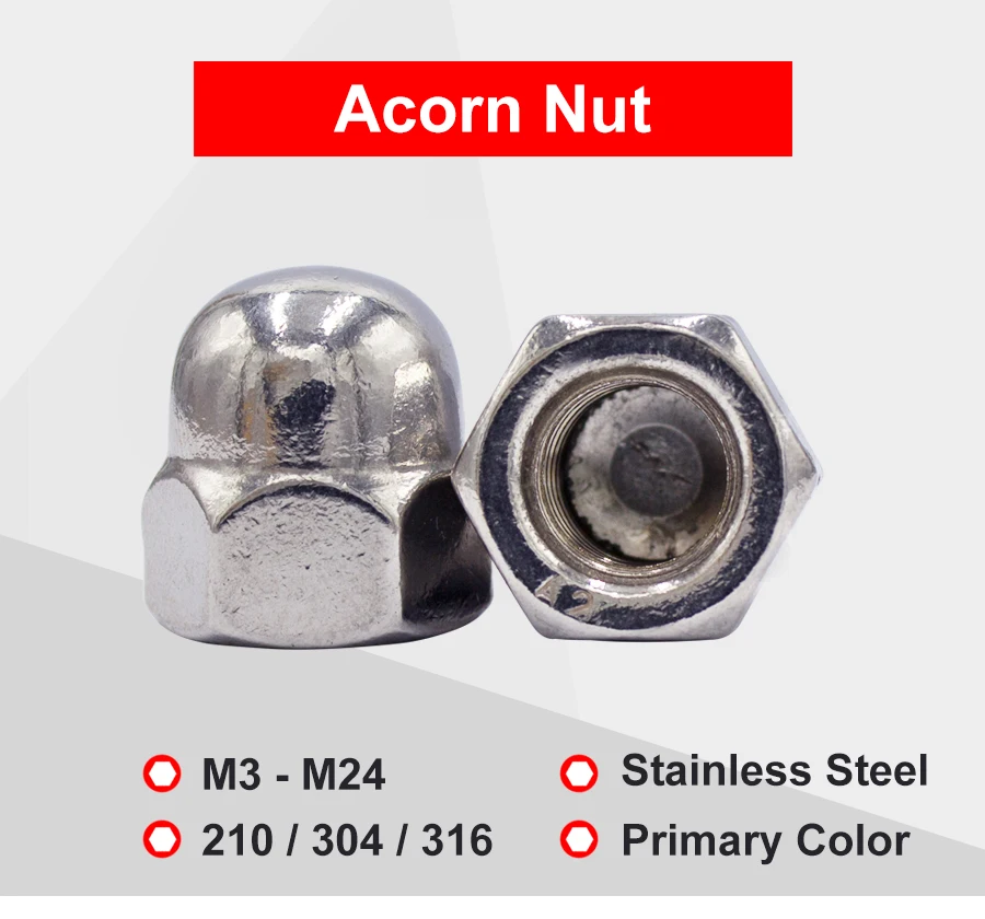 ECROU,WHITE-M20--Écrou de gland M3 M4 M5 M6 M8 M10 M12 M14 M16 M18 M20 M22 M24 201-304-316, 1 50 ...