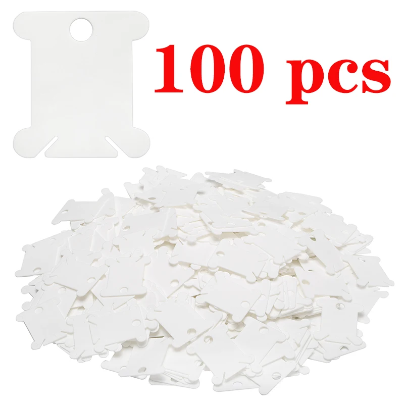 KAOBUY-100-Pcs-White-Plastic-Thread-Bobbins-Spool-Thread-Card-For-DIY ...