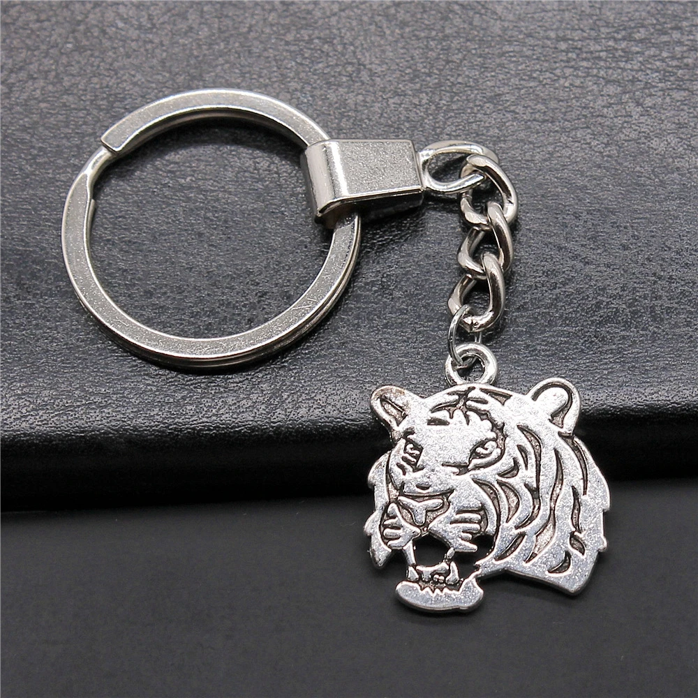Fashion 2 Colors 27x24mm Tiger Charms Key Chain Diy Women & Men ...
