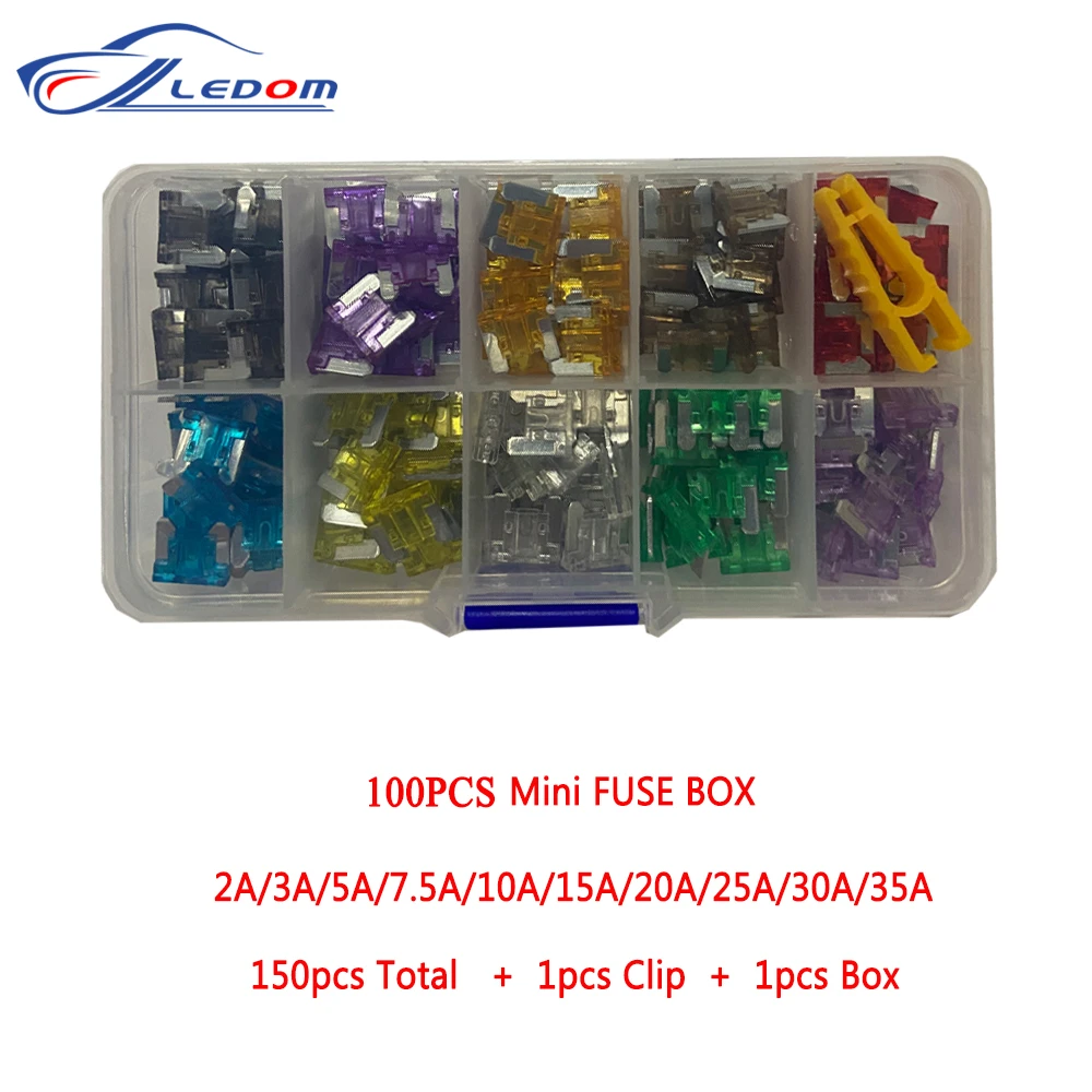 100pcs/Box Car Truck Mini Blade Auto Fuses 2a 3A 5A 7.5A 10A 15A 20A 25A 30A AMP Plastic Box ...