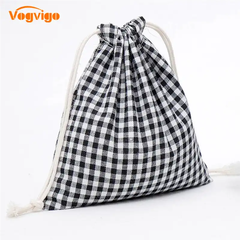 gift eco linen cosmetic drawstring grocery cotton linen bag - 动态图库网