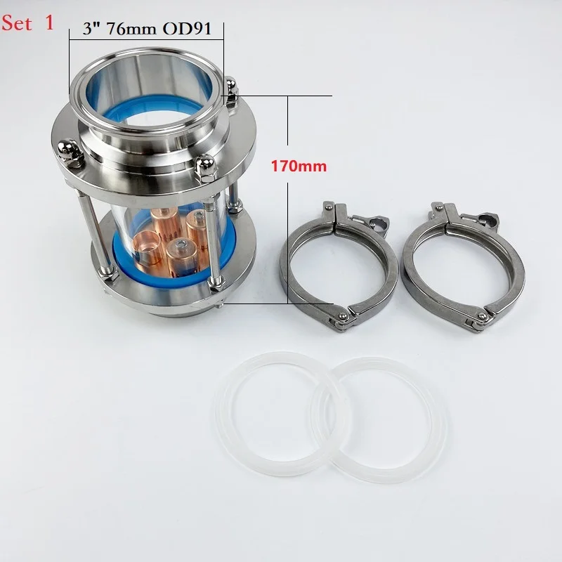 3-Distillation-Lens-Column-With-1pcs-Copper-Platte-Set-Tri-Clamp-Sight ...