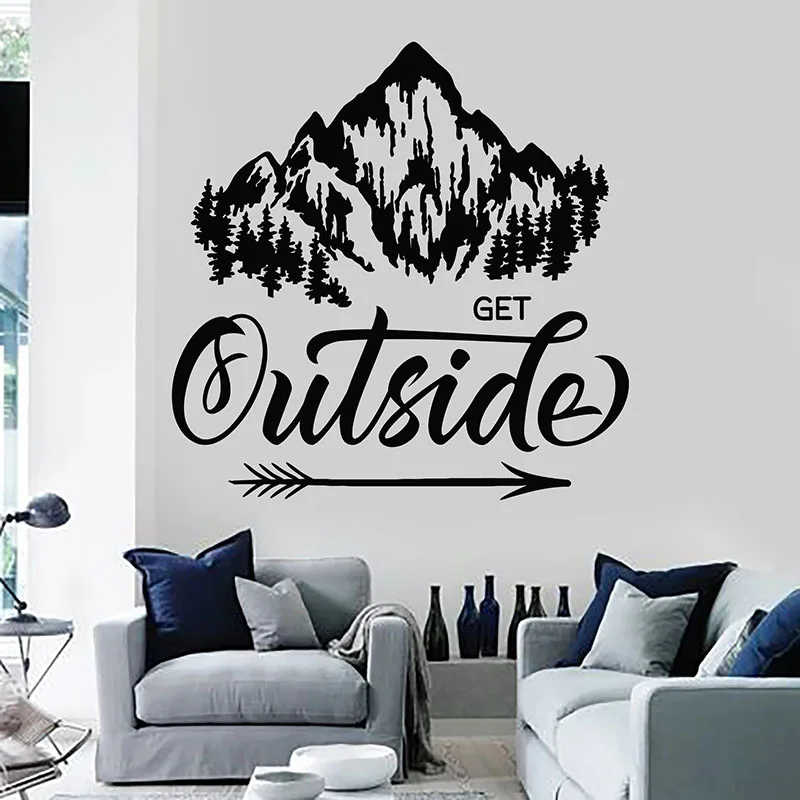Get Outside Wall Decal Inspiration Phrase Nature Landscape Mountain ...