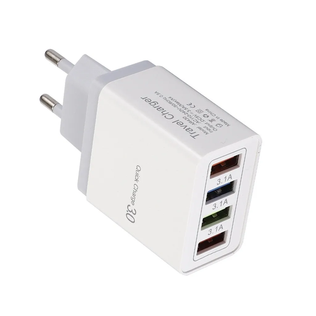 Ouhaobin, 4 порта, USB зарядное устройство, быстрая зарядка, EU штекер ...