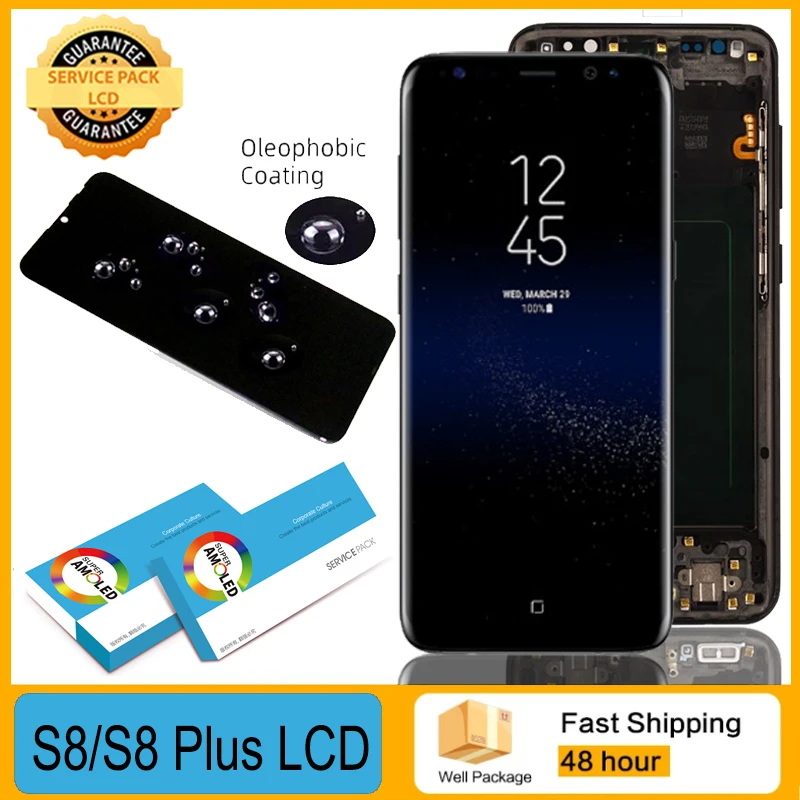 100% Original Amoled Lcd + Frame For Samsung Galaxy S8 Display G950 ...