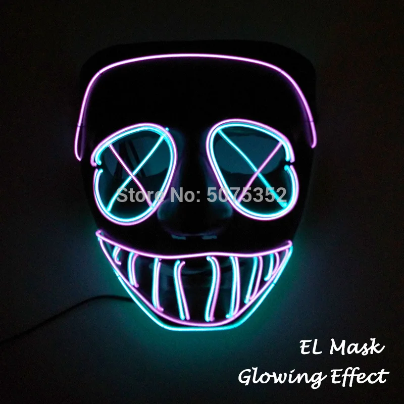 Horror Maska Luminous Glowing Neon EL Mask Cosplay LED Mask ...