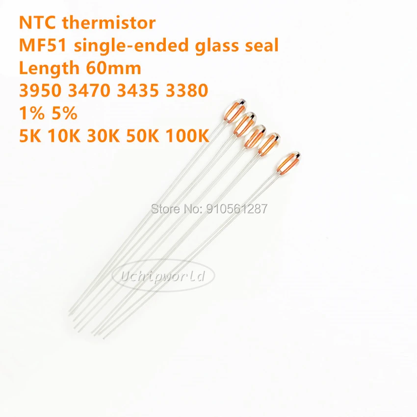 Ntc Thermistor Mf51 Single-ended Glass Seal Length 60mm 3950 3470 3435 ...
