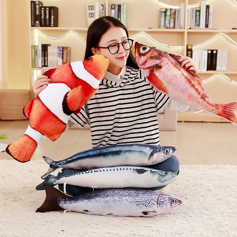 60cm Simulation Fish Plush Toys Soft Animals Pillow Doll Cat Toy ...