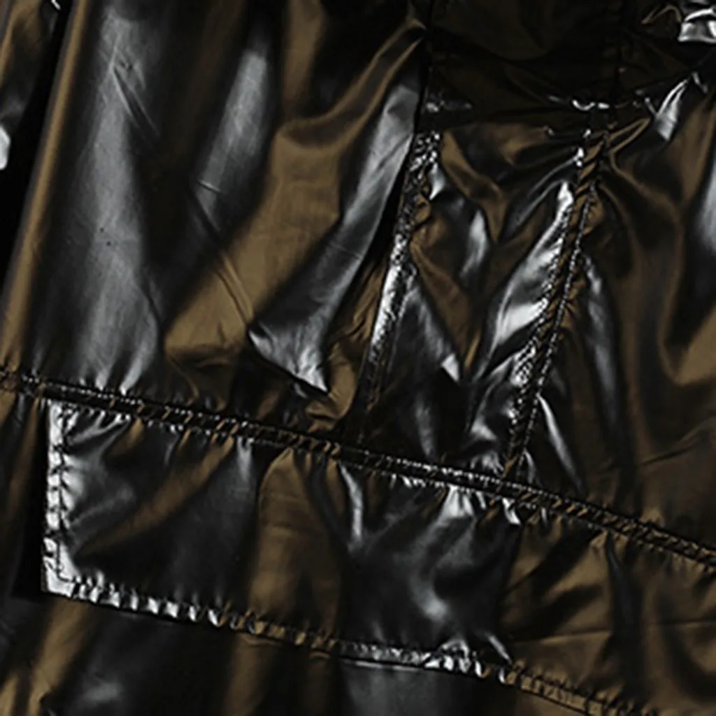 Блестящие Серебристые куртки с капюшоном для мужчин, Осенний Однотонный ...