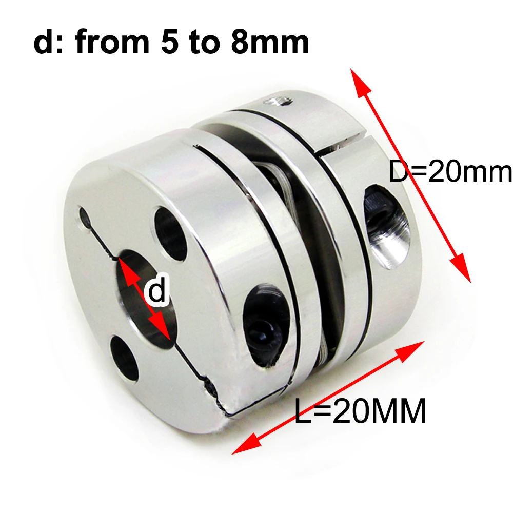 1pc 알루미늄 합금 D20l20 단일 다이어프램 커플 링 탄성 조인트 볼 스크류 스텝 서보 모터 인코더 컴퓨터 Fa 부품축