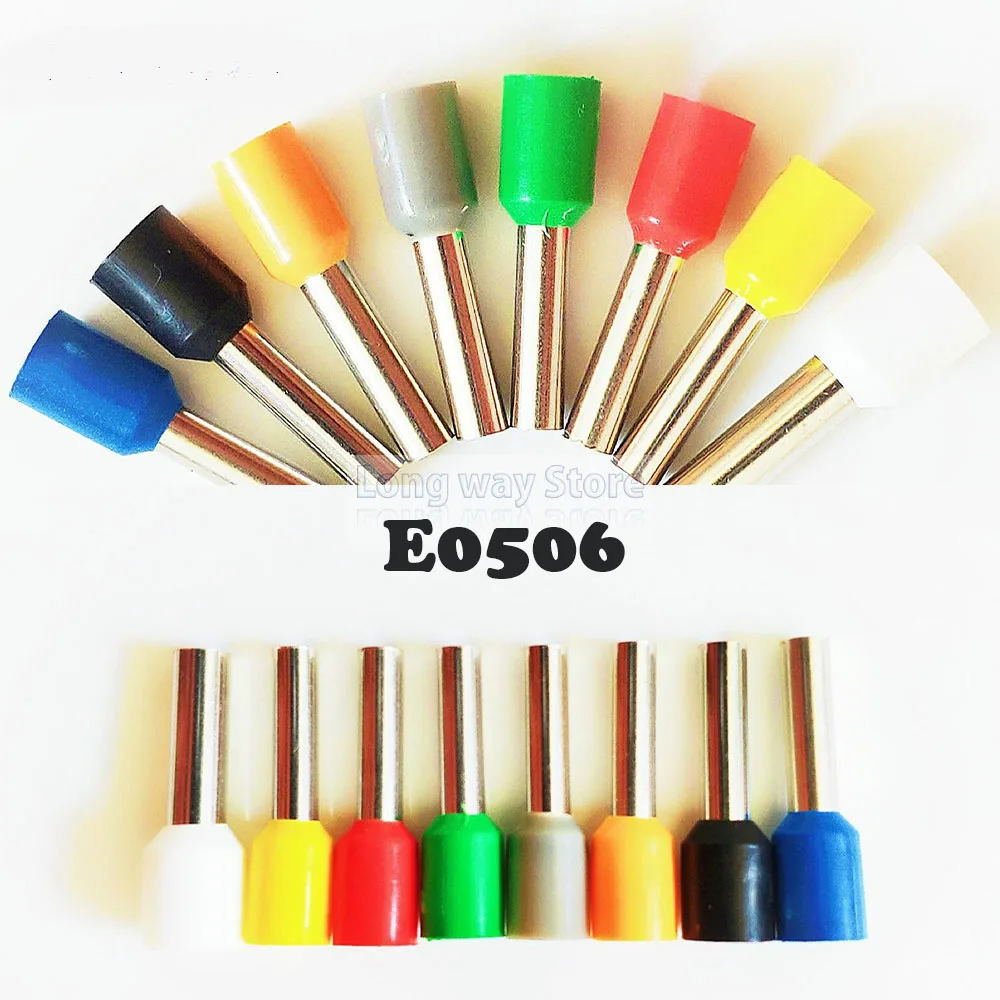 E0506 100PCS Tube Insulated cord end terminals 0.5mm Cable Connector ...