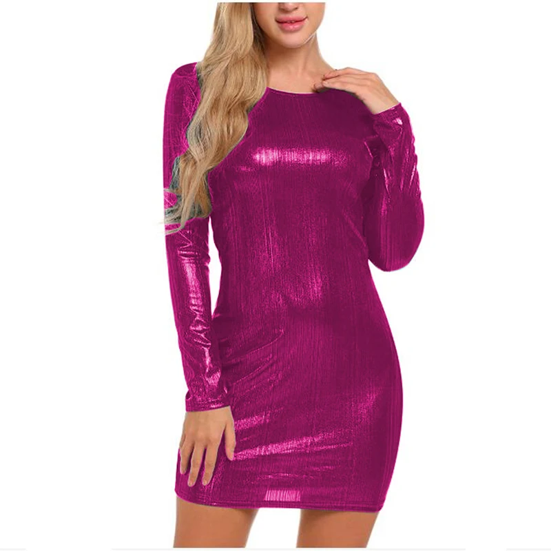 Vestido de fiesta de manga larga de Pvc a rayas para mujer, ropa Sexy ...
