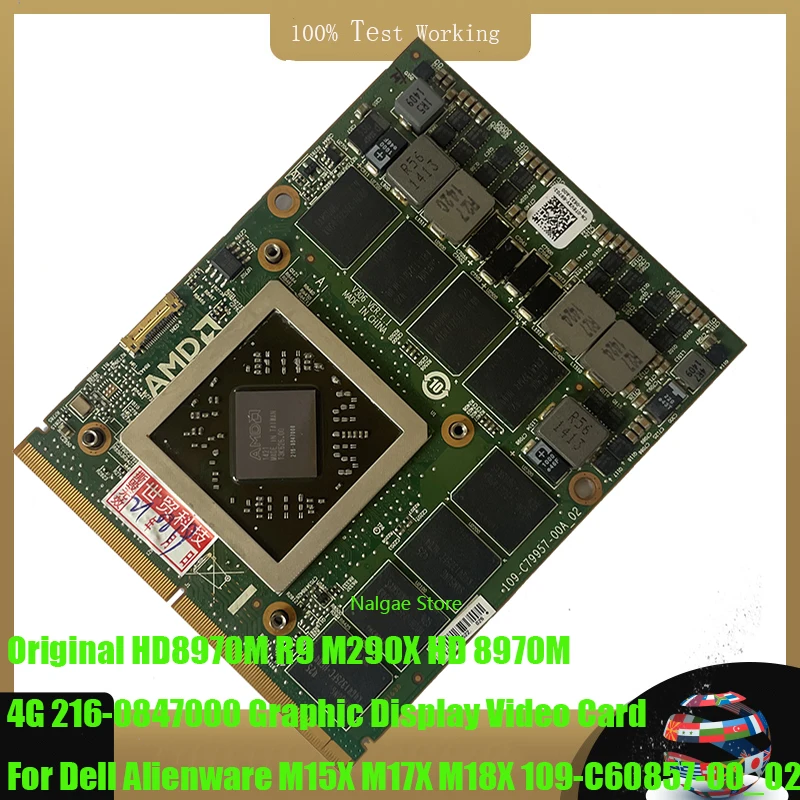 오리지널 HD8970M HD 8970M 4G 그래픽 비디오 카드, 델 에일리언웨어 R9 M290X M290 290 109 ...