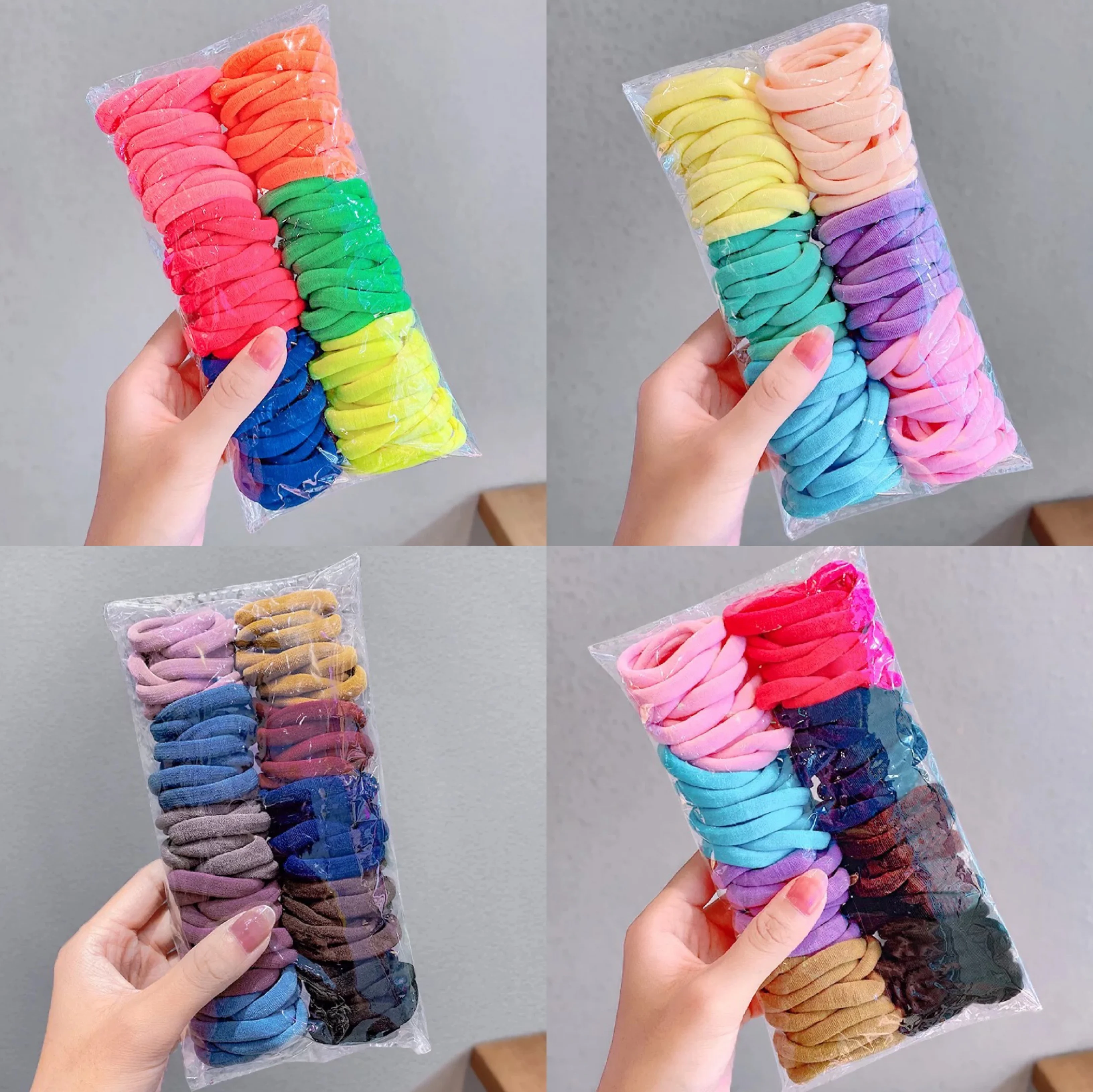 25/50PCS/Lot 4.5CM Rainbow Colorful Hair Band Gum Hair Ties For Girls ...