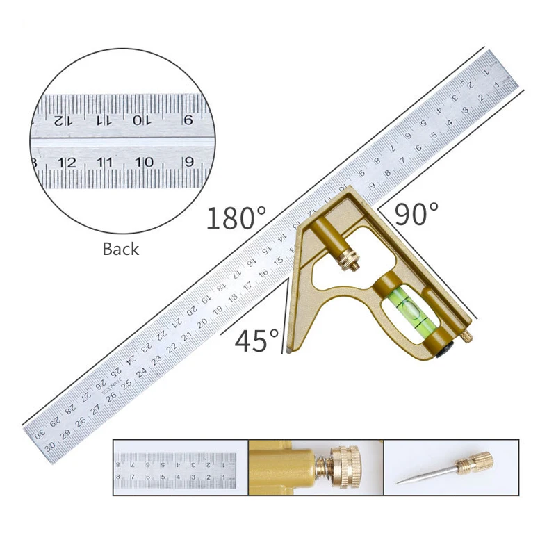 New-30cm-Multifunction-Joiner-Carpenter-Stainless-Steel-Combined-Square ...
