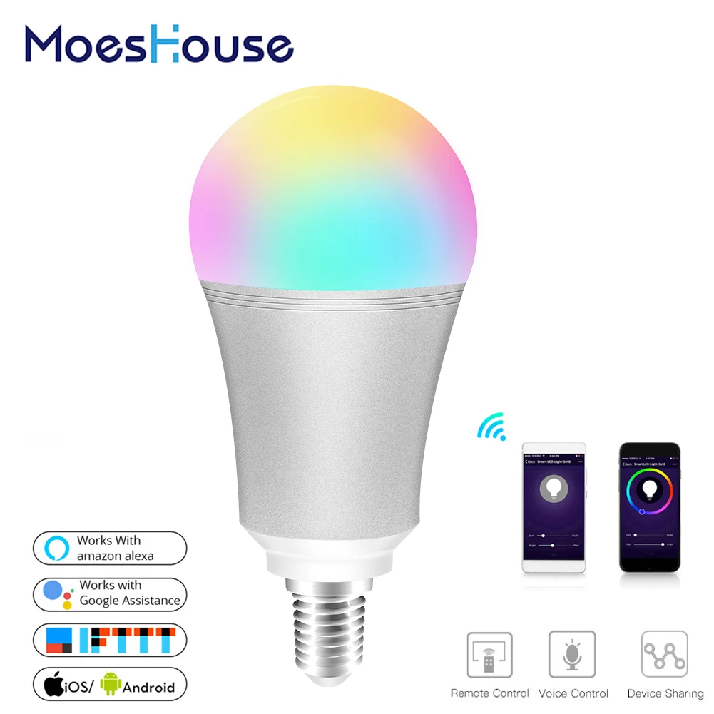 WiFi Smart Light Bulb Intelligent Colorful LED Lamp 7W RGBW APP Remote ...