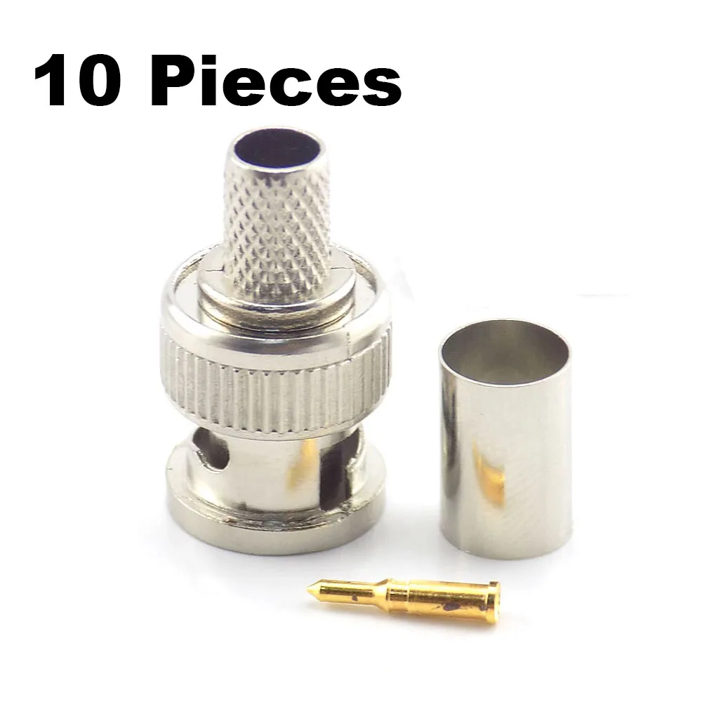 10Pcs/Lot 3 In 1 BNC Male Rg59 Plug Crimp Connectors Coupler Connector ...