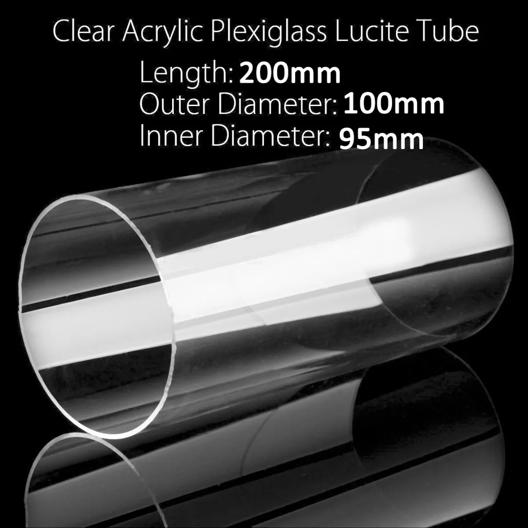 1pc 200mm Length Clear Acrylic Plexiglass Lucite Tube 100mm OD 95mm ID ...