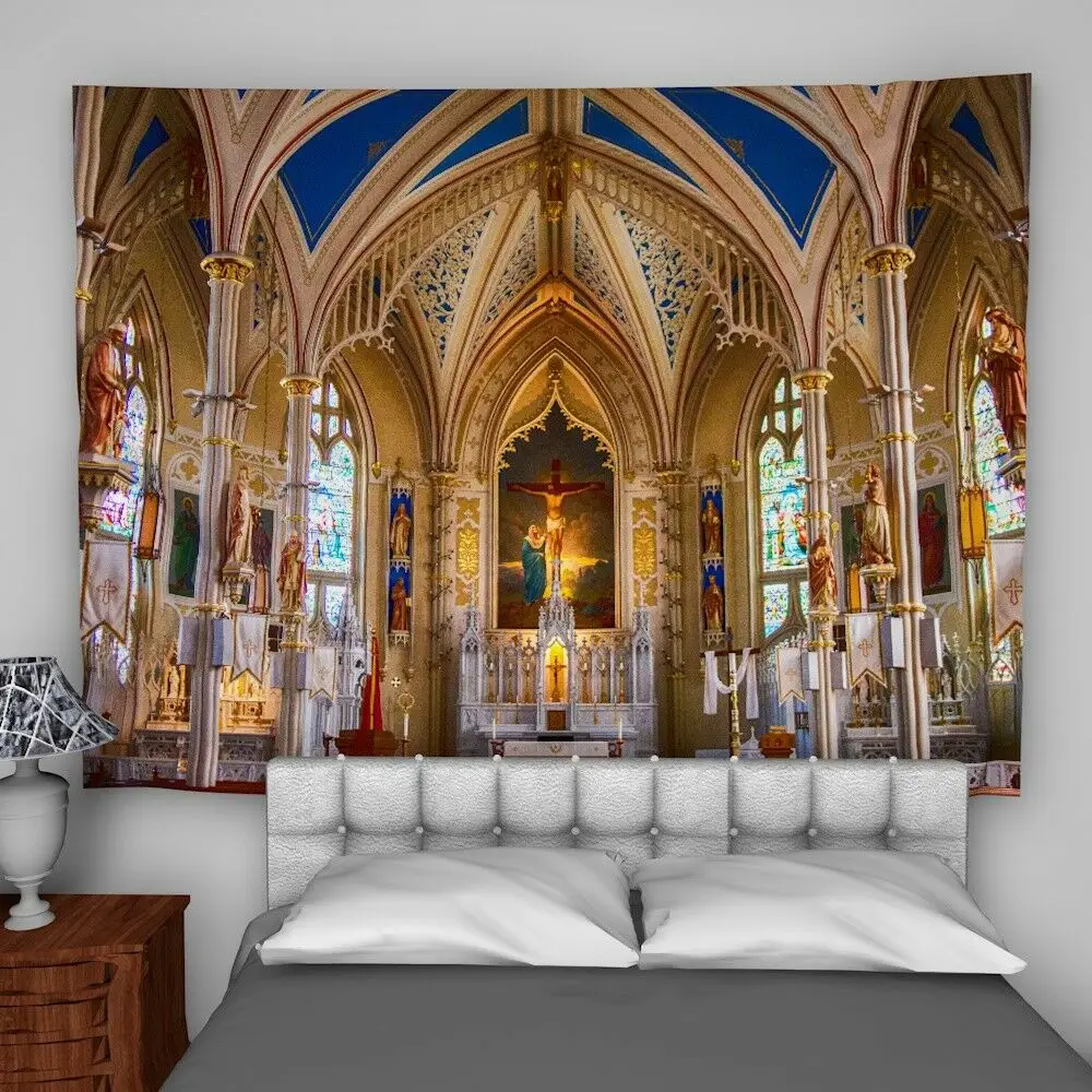 Church Jesus Wall Hanging Tapestry Psychedelic Custom Home Decoration ...