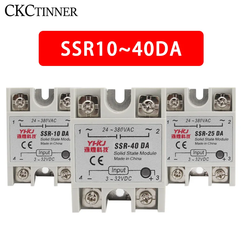 SSR 10DA SSR 25DA SSR 40DA 3 32VDC Input 24 380VAC Output DC To AC Single Phase Solid State ...