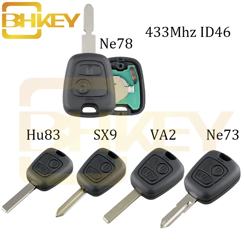 BHKEY Remote Car Key Fob For Citroen C1 C2 C3 C4 Saxo Picasso Xsara ...