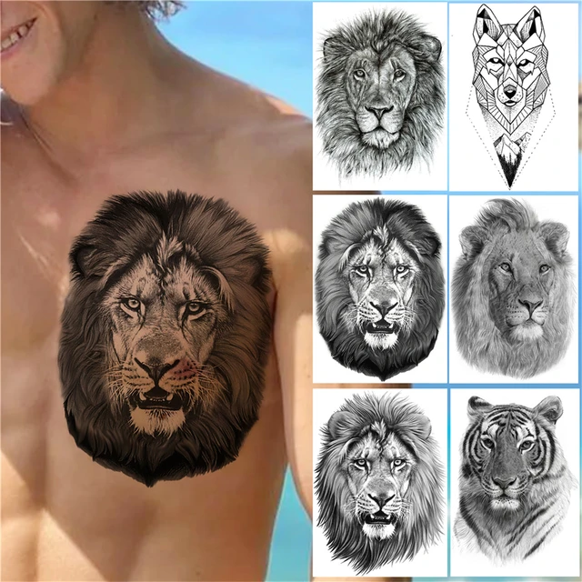 Lion Head Tattoo Chest