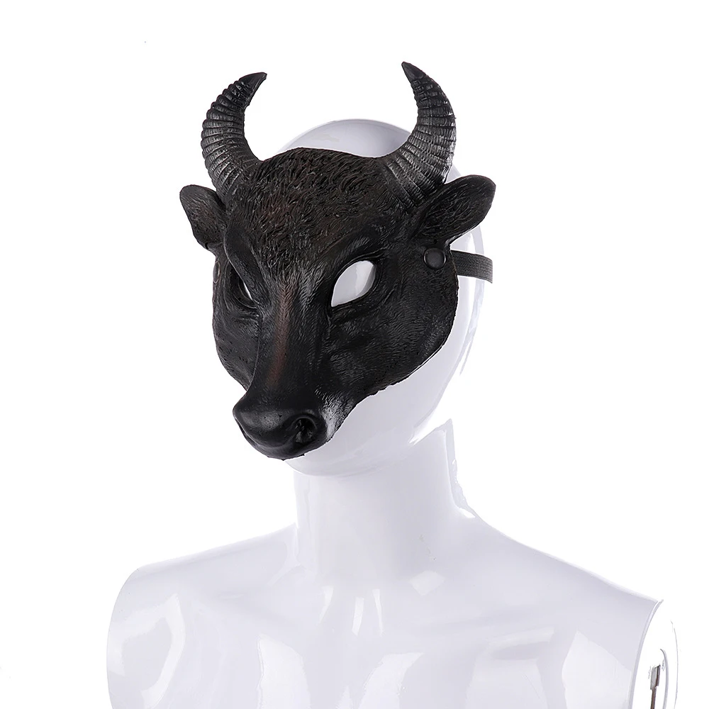 Halloween Carnival Face Shield Animal Buffalo Bull Head Mask Party Half ...