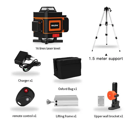 HILDA 3D/4D Laser Level Auto Self-Leveling 360 Horizontal And Vertical ...