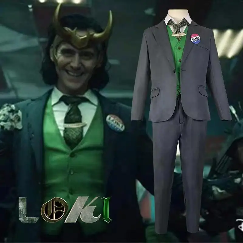 Loki Blazer Traje Cosplay Terno Capacete Loki Emblema Gravata Conjunto Completo Trajes De ...