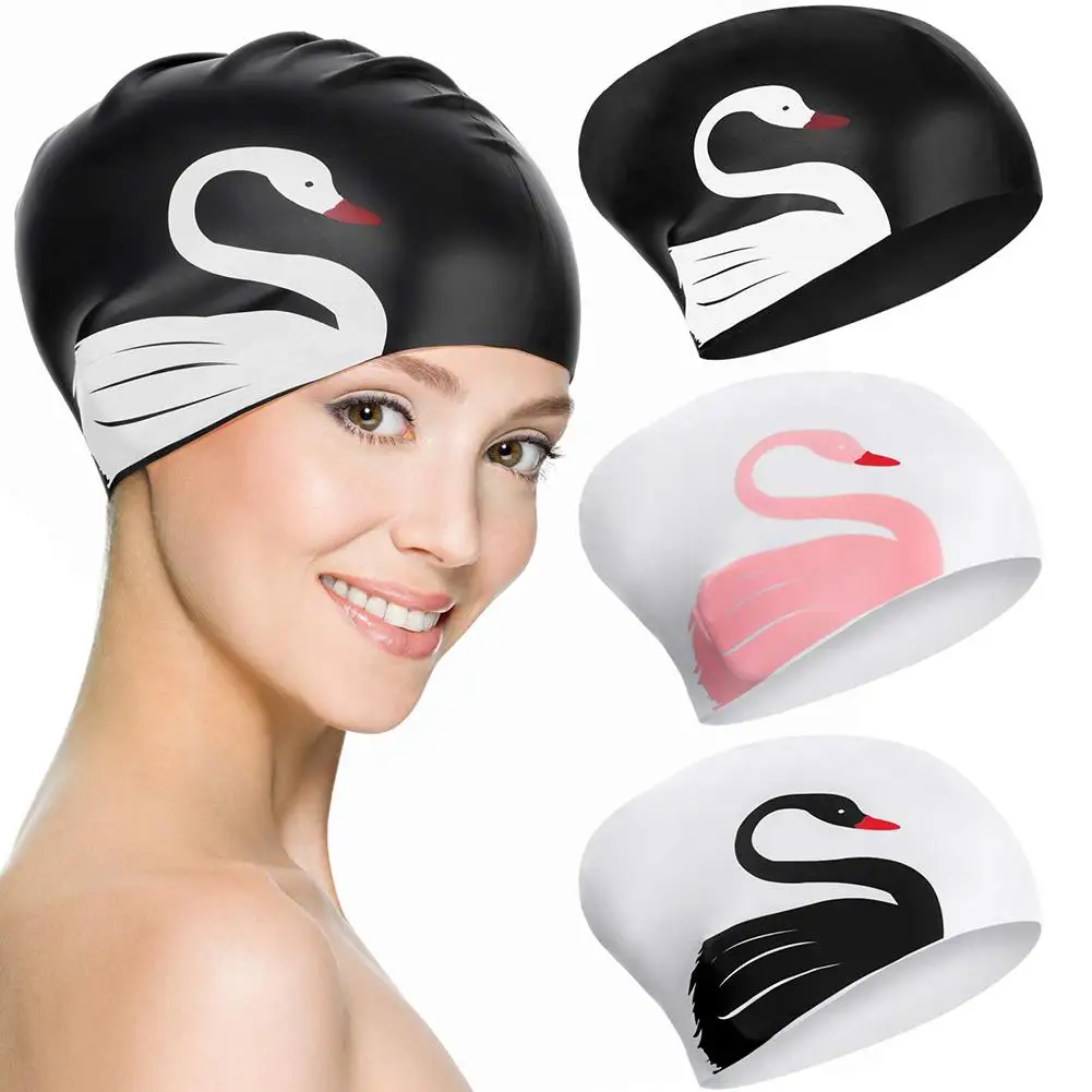Silicone Swimming Cap Swiming Pool Protect Long Hair Ears Hat Swim ...