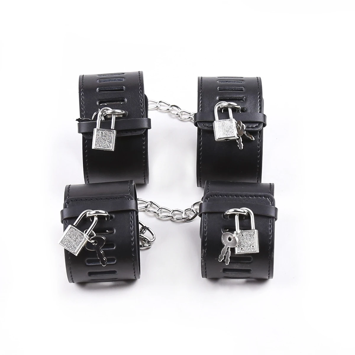 Adjustable&Lockable Lined Leather Shackles Wrist Hand cuffs Fetter ...