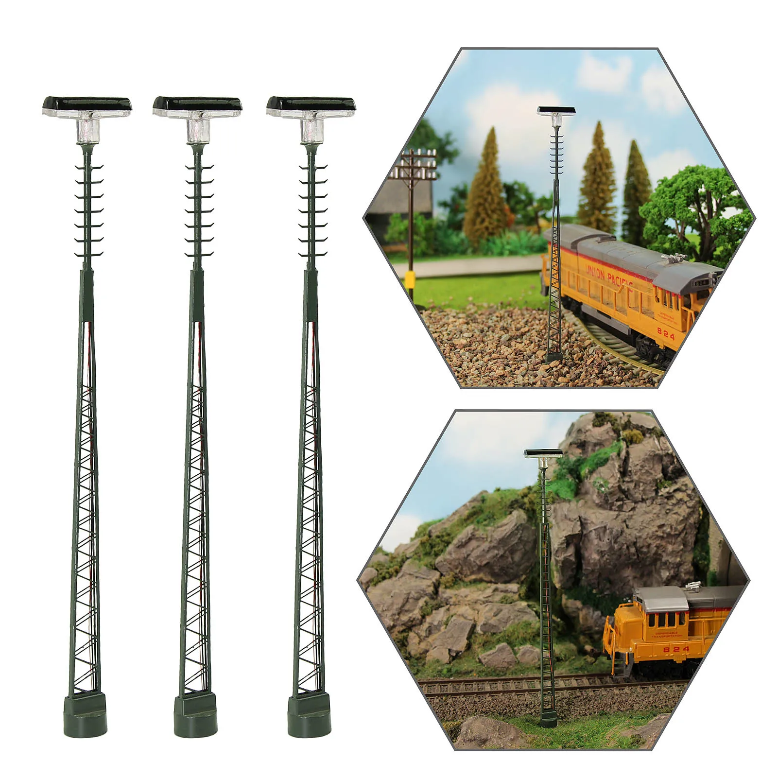 LQS64HO-3pcs-Model-Railway-Lattice-Mast-HO-Scale-Lamp-Track-Light ...