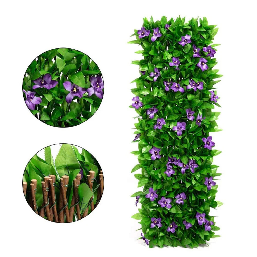Green Vines Wooden Expandable Faux Privacy Fence Artificial Garden ...