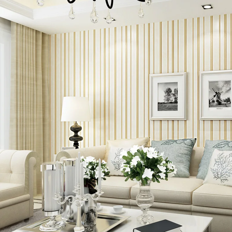 Walls Strip Wallpaper For Modern 3 D Non Woven Vertical Stripes Contact ...